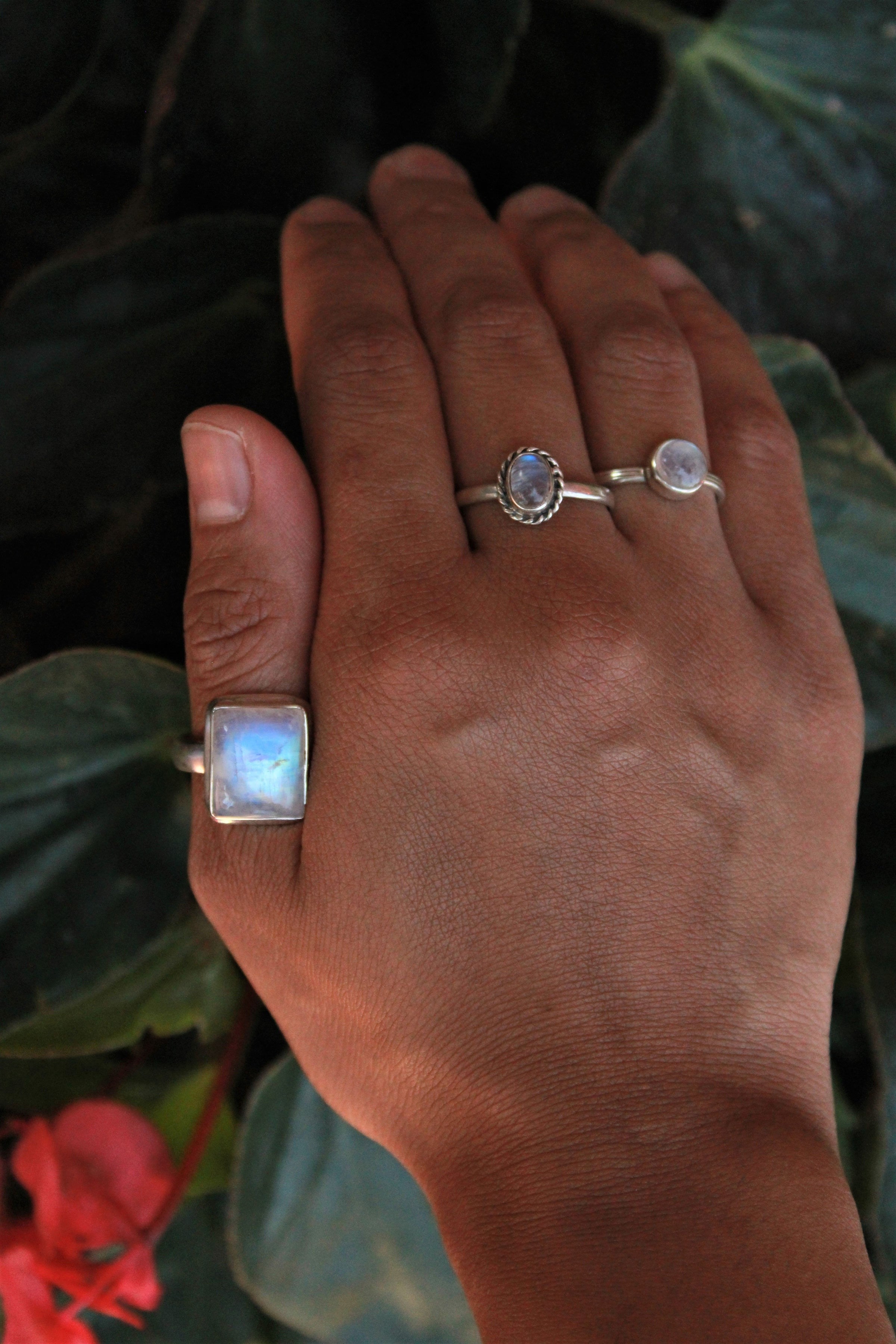 Square Moonstone Ring – Blue Stone